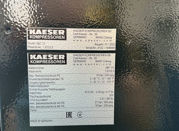 KAESER AIRCENTER SM 10 skruvkompressor med integrerad lufttork och luftbehållare