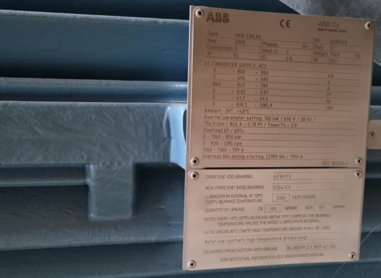 ABB LV MOTOR-HXR 500 LN 6 Motor och drivenhet begagnat